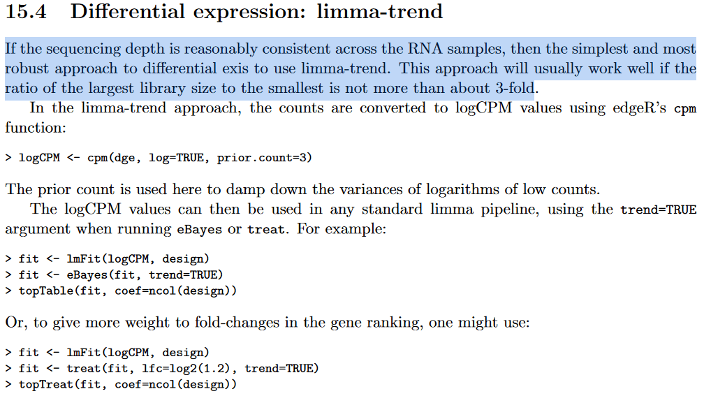 DEG - limma-voom, limma-trendで2群間比較