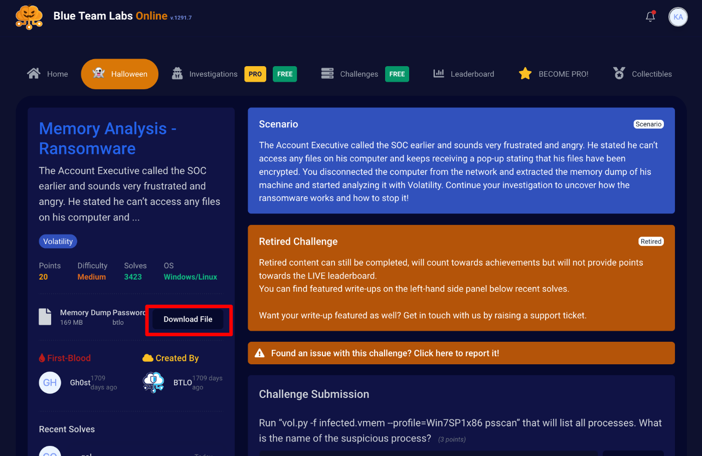 BTLO入門4_(Memory Analysis - Ransomware)