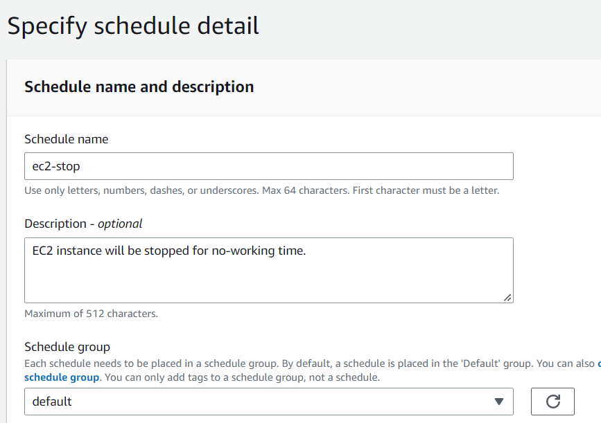 Amazon EventBridge Scheduler EC2 RDS 