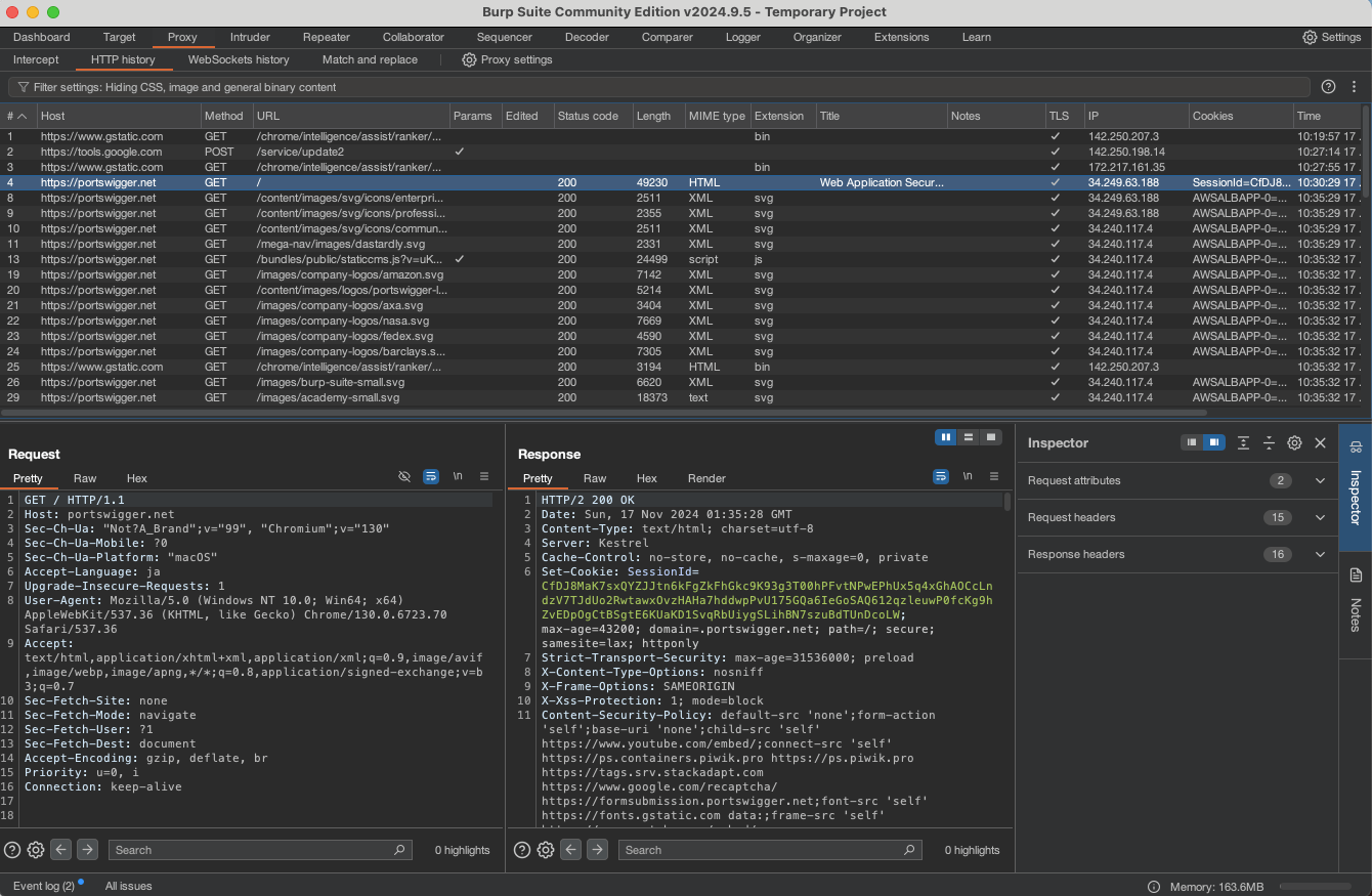 HTTP Request と Response の改ざんを Burp Suite Community Edition で試す