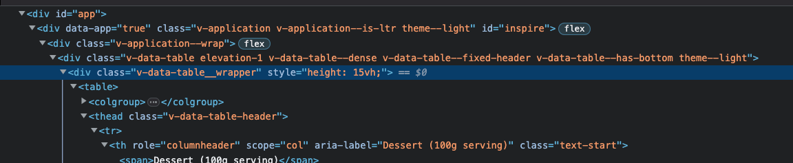 VuetifyのDataTableでヘッダー固定したときにスクロールを操作するのに困った