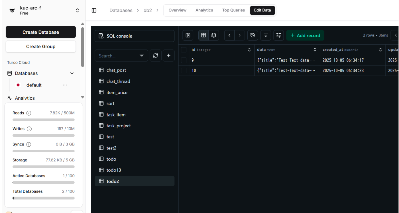 Tauri Rust , Turso 使用メモ
