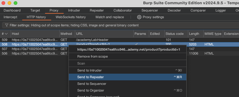 HTTP Request と Response の改ざんを Burp Suite Community Edition で試す