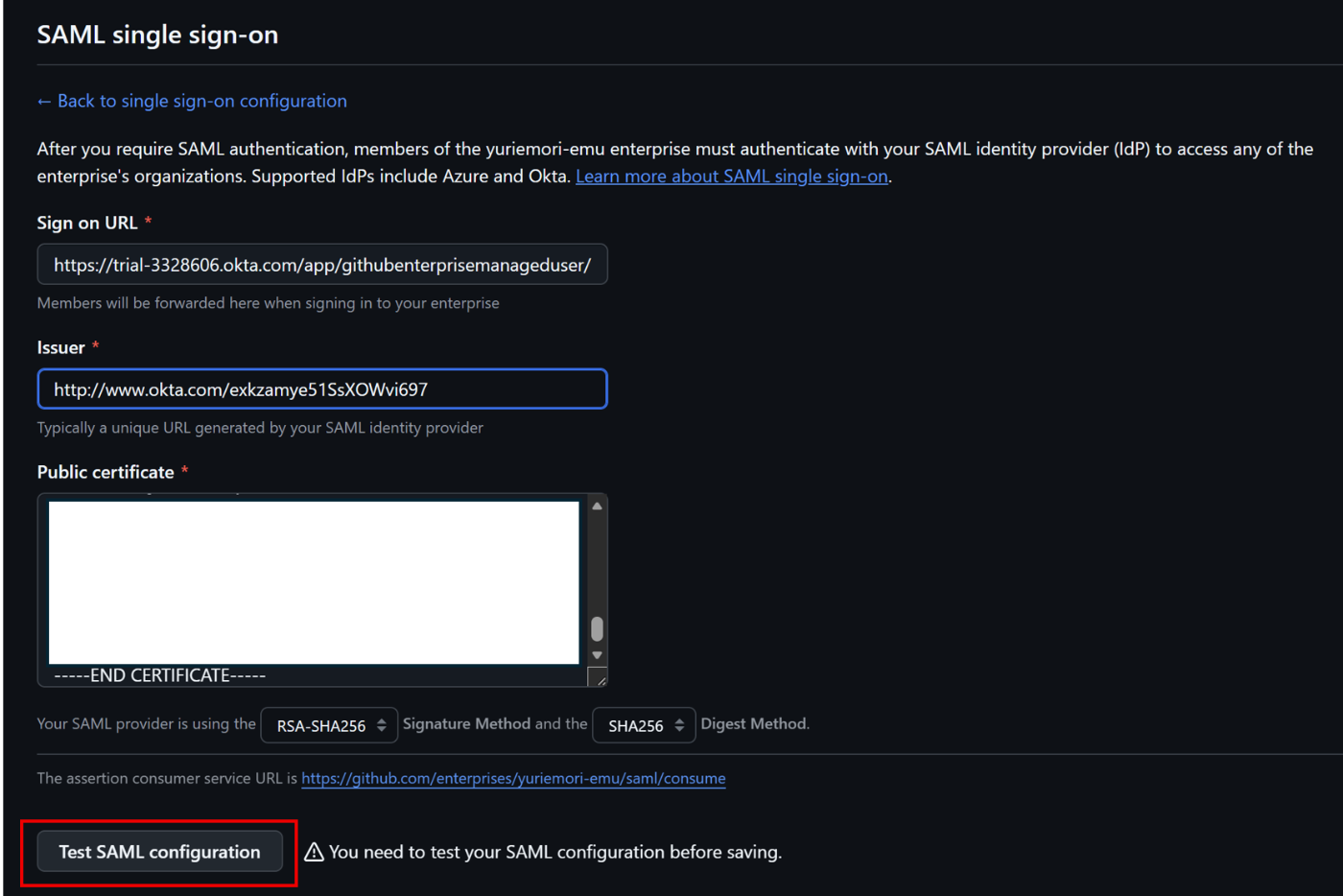 GitHub EnterpriseのOkta連携