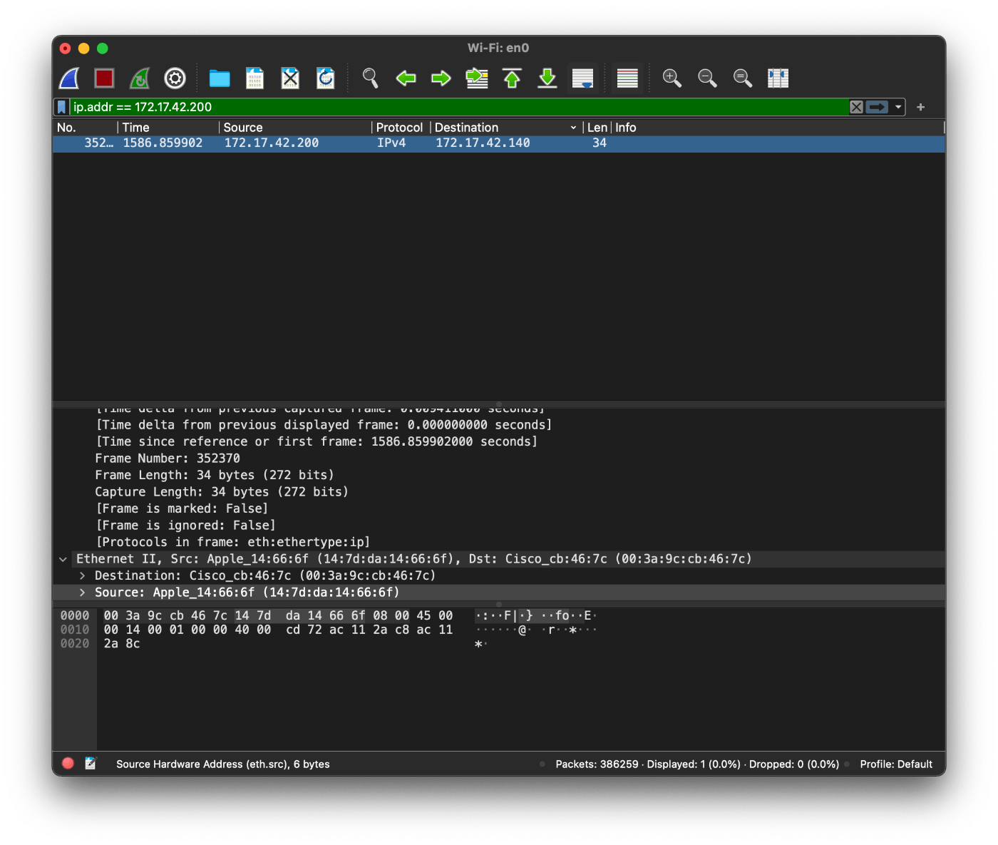 ネットワーク Scapyスケイピーで送ったパケットをwiresharkで確認 