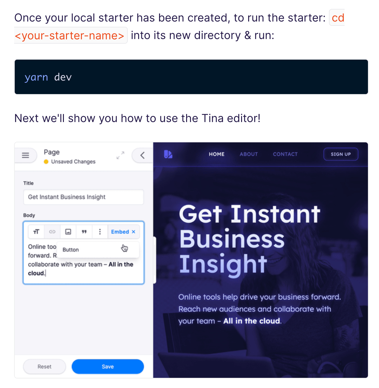 TinaCMS の Getting Started をやってみる
