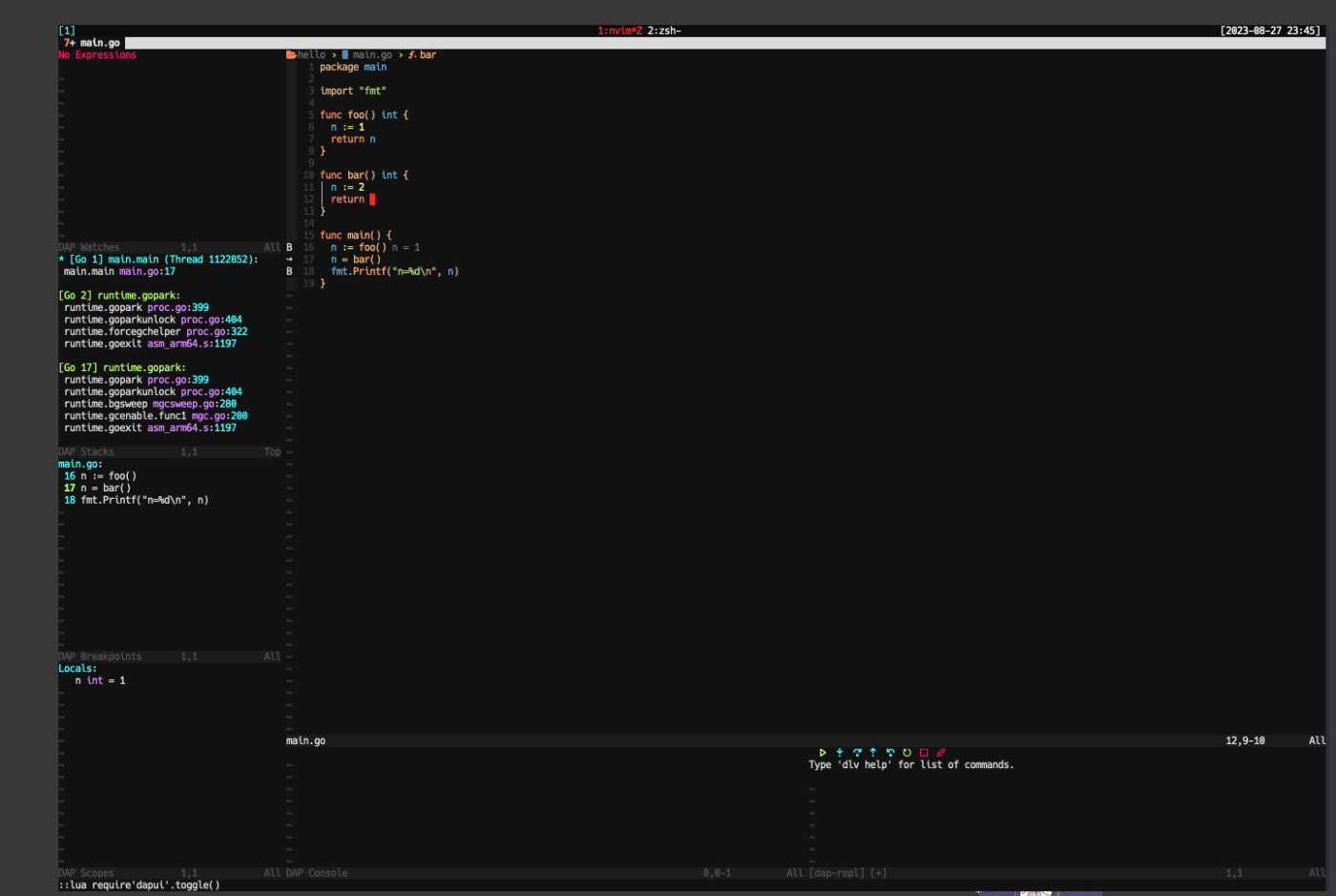 vimでのdebug入門(go, dlv, dap, lazy.nvim)