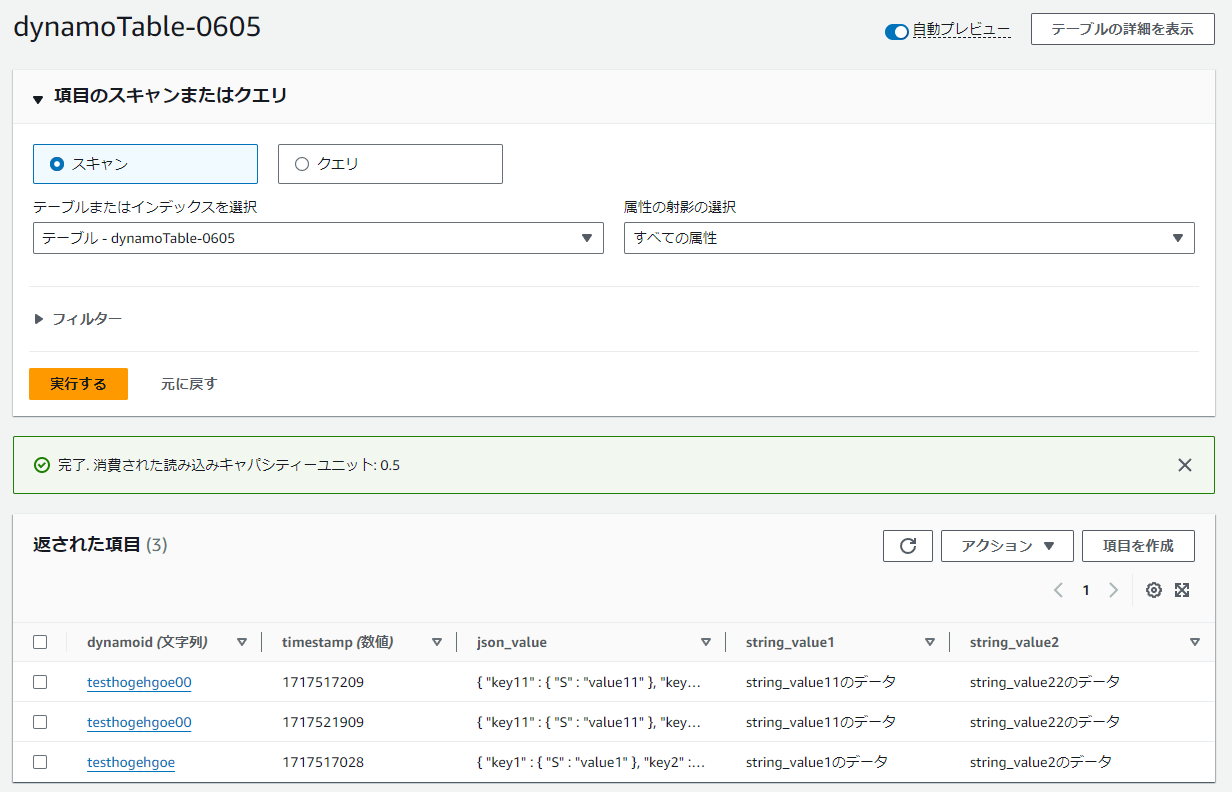 【AWS】Lambdaを使用しDynamoDBから値を取得する