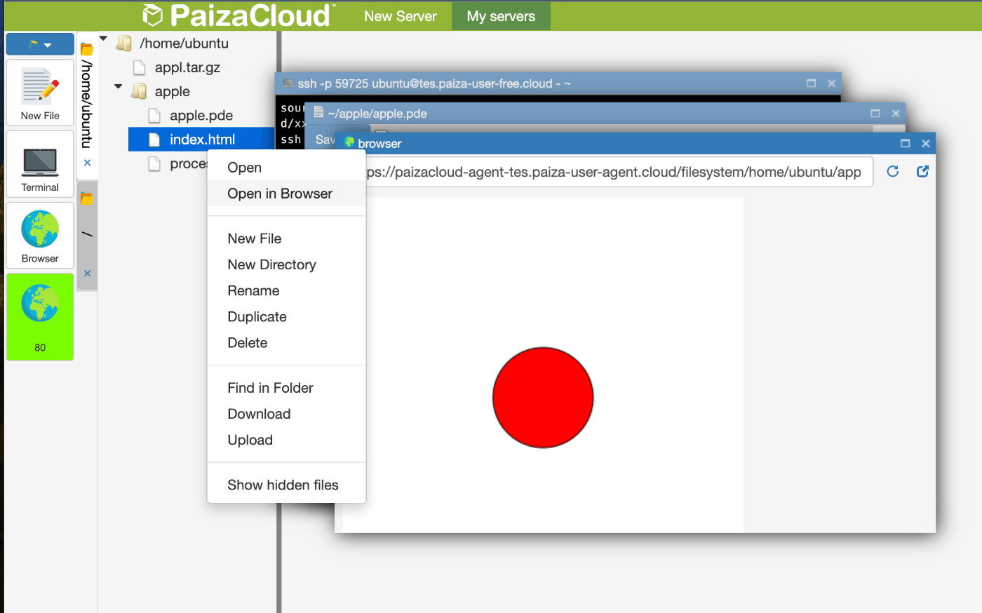 [Paiza.Cloud]index.htmlをブラウザで表示する