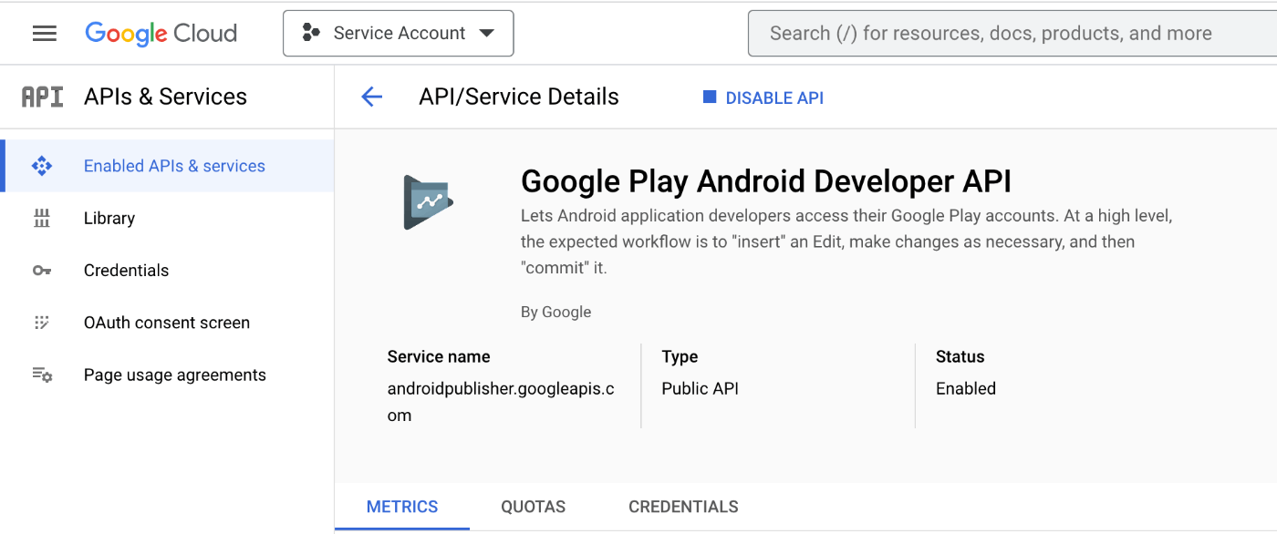 Androidアプリのデプロイに必要なサービスアカウント