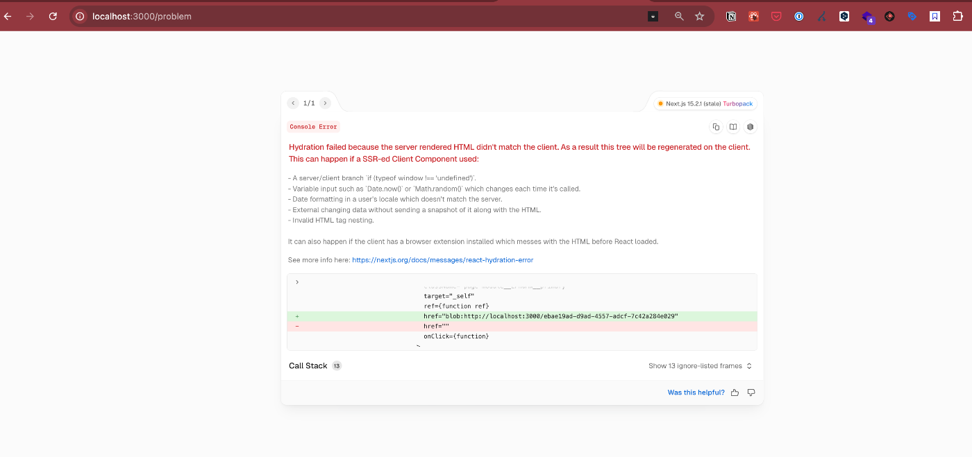 Next.jsでreact-csvを使うと設定したデータではなく現在開いているhtmlがダウンロードされる現象について