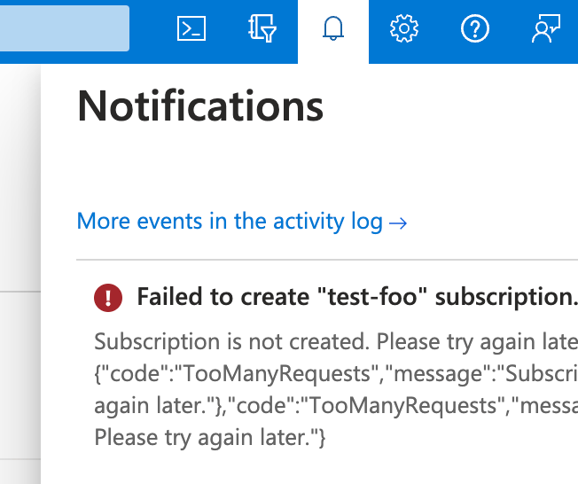 Azure の Subscription が 429 Too Many Requests で作れない