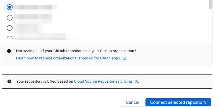 Cloud Source Repositoriesでexternal repositoryをはじめて接続する際にエラーがでた時の解決方法