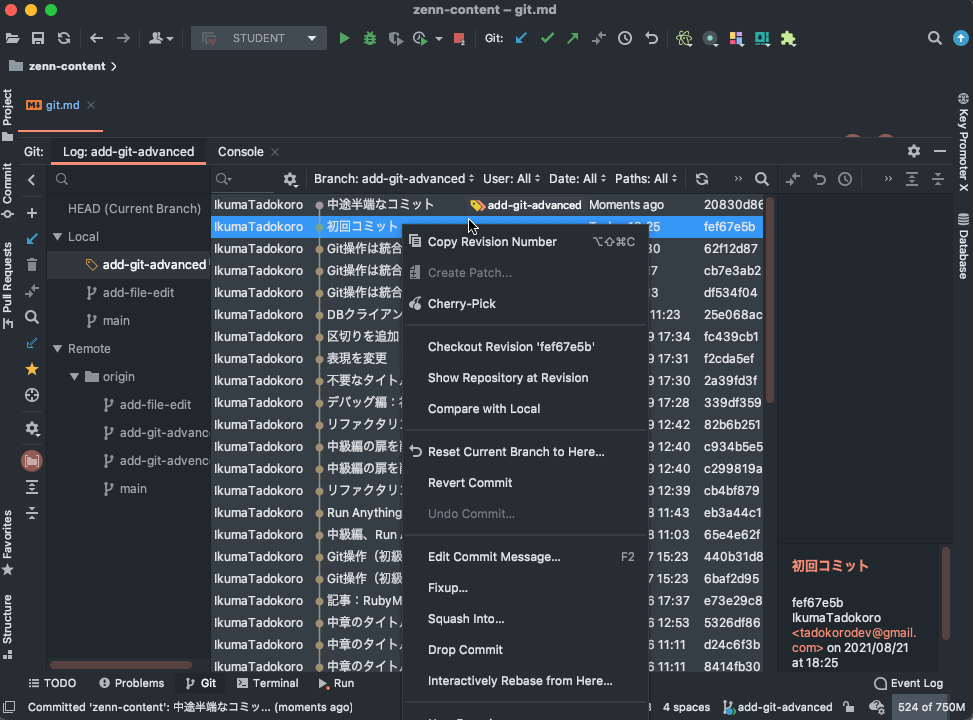Git｜RubyMine入門
