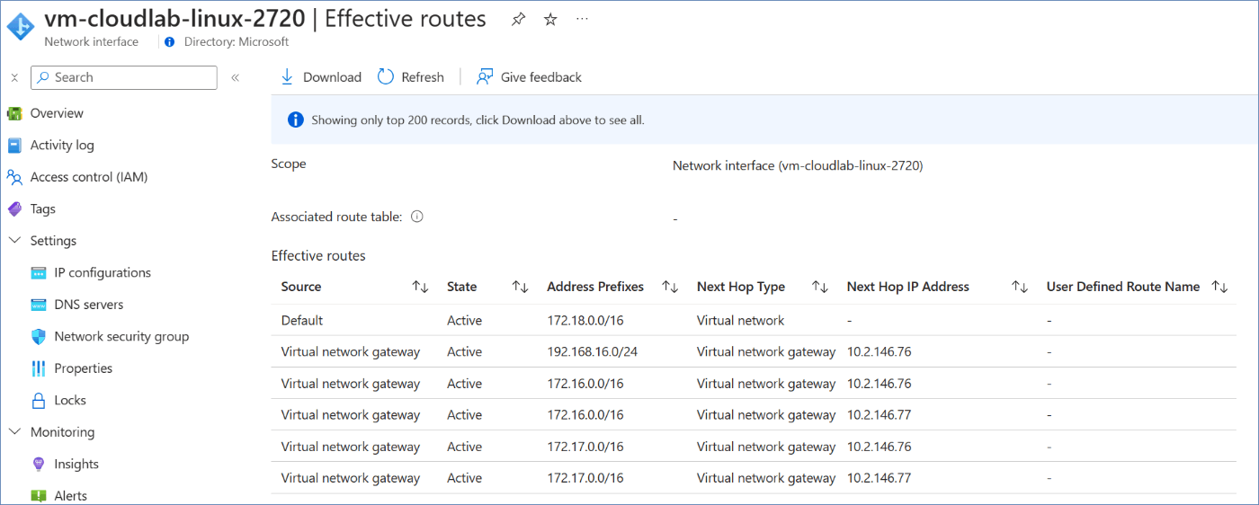 ExpressRoute(プライベートピアリング)の MSEE 折り返しを確認する