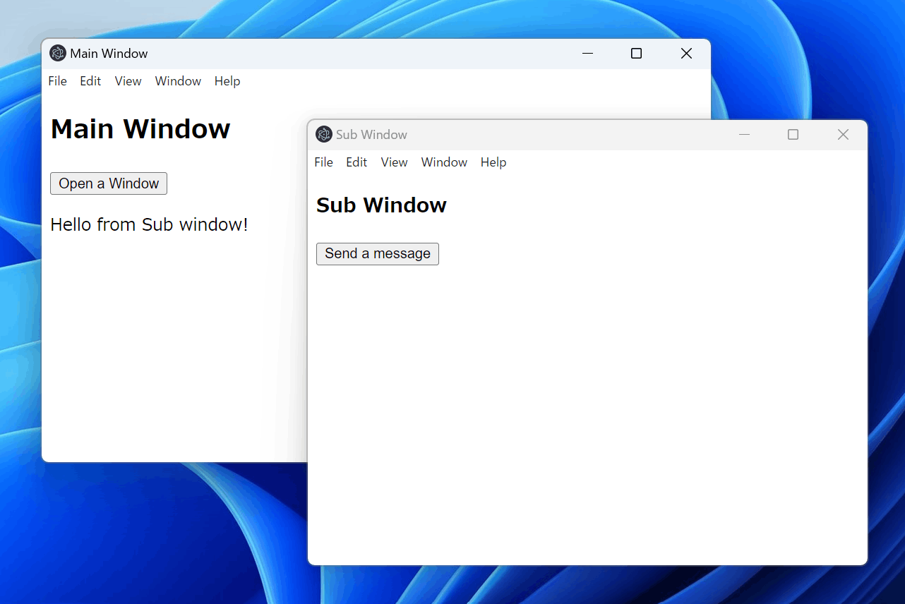 マルチウィンドウ (BrowserWindow, ipcMain, ipcRenderer)