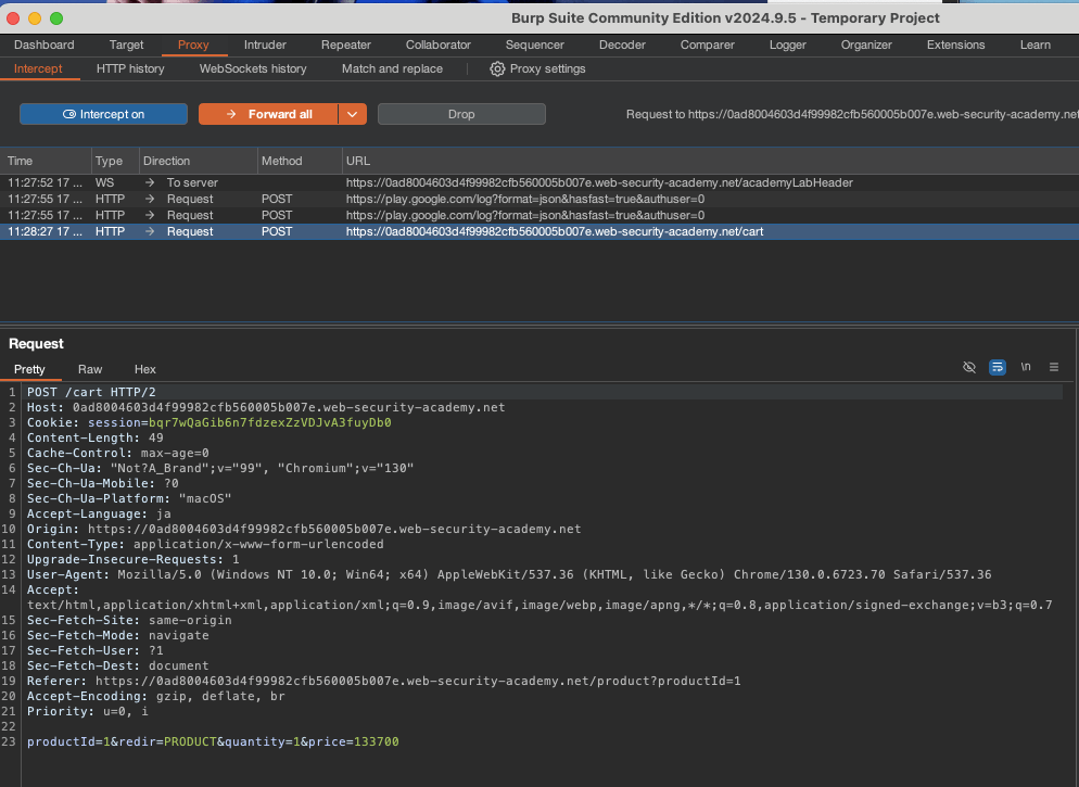 HTTP Request と Response の改ざんを Burp Suite Community Edition で試す