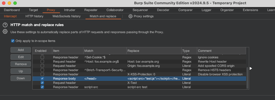 HTTP Request と Response の改ざんを Burp Suite Community Edition で試す