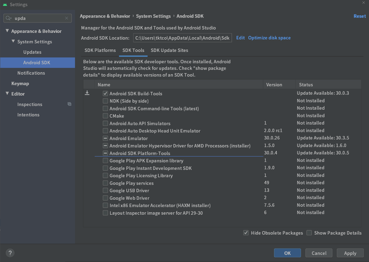 License for package Android SDK Build-Tools 30.0.3 not accepted.