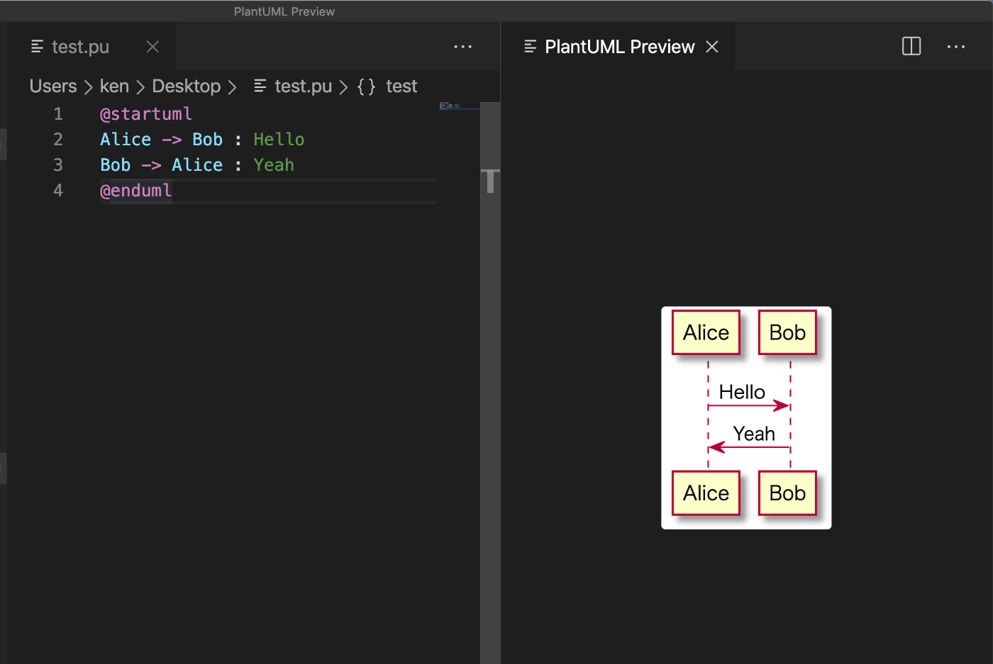 [plantuml]vscodeでplantumlを使う方法[mac]