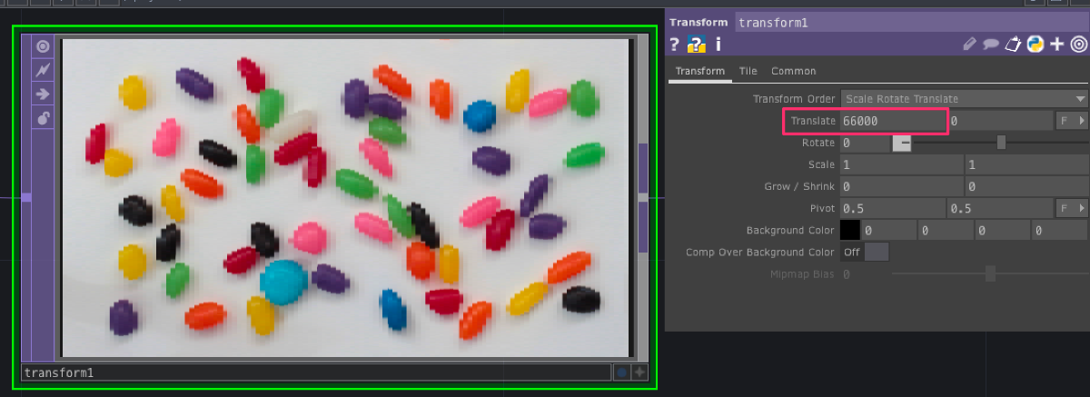 [TouchDesigner] transform TOPのTileをrepeatにしてxを加算させ続けるとジャギる